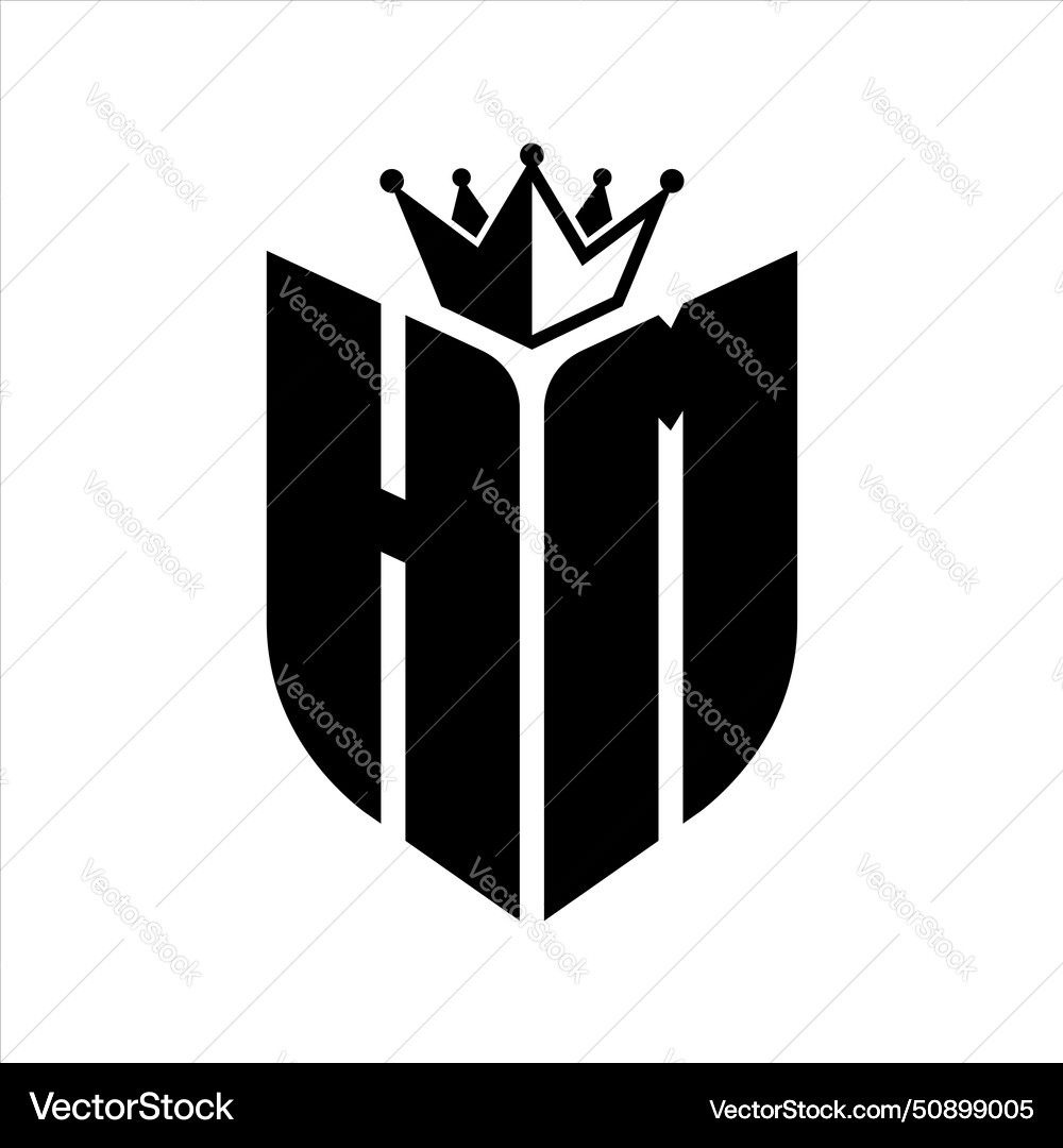 Hm letter monogram with shield shape crown Vector Image