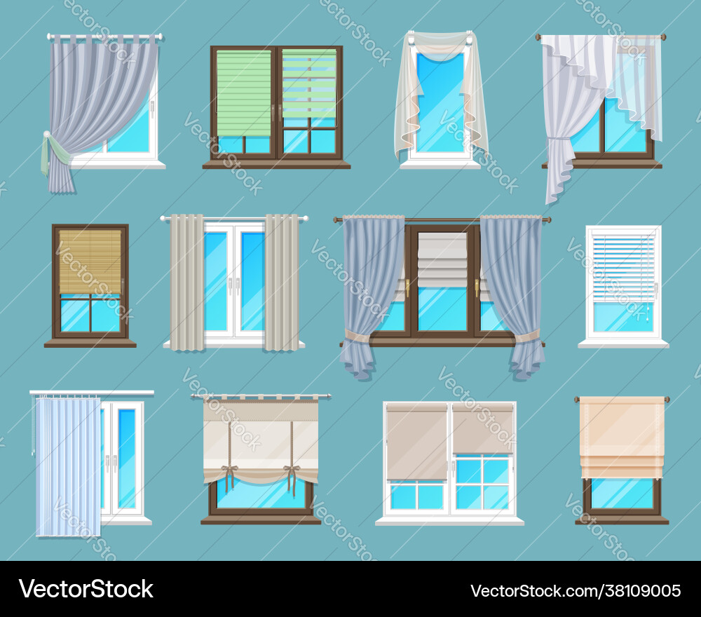 House and apartment interior window blinds shades Vector Image