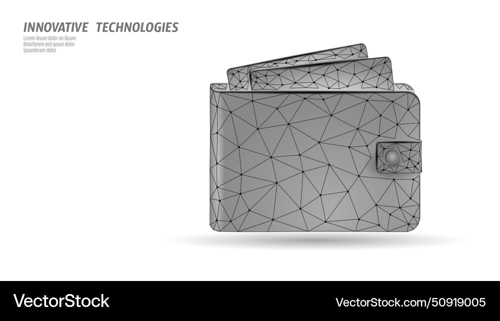 Low poly online technology wallet future e Vector Image