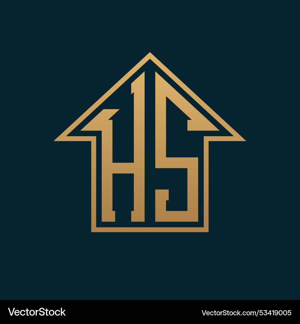 Luxury hs house logo - elegant gold letter Vector Image