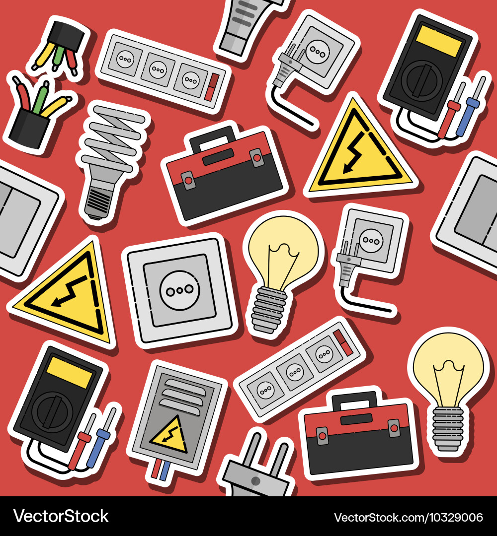 Electricity flat icons collage Royalty Free Vector Image