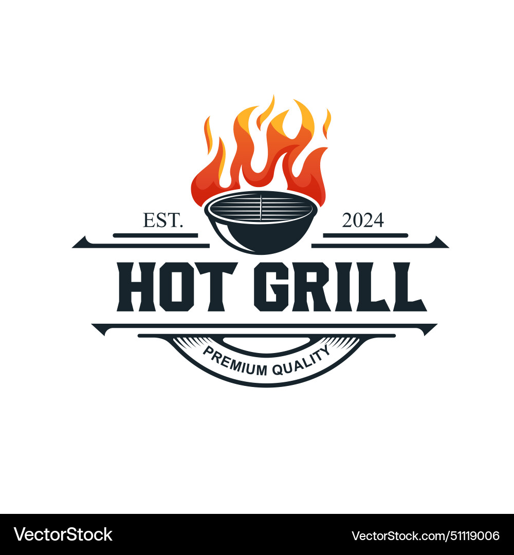 Hot grill logo design template Royalty Free Vector Image