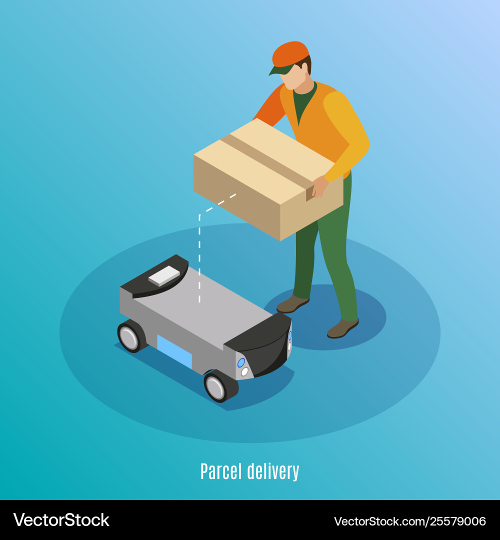Parcel delivery isometric background Royalty Free Vector