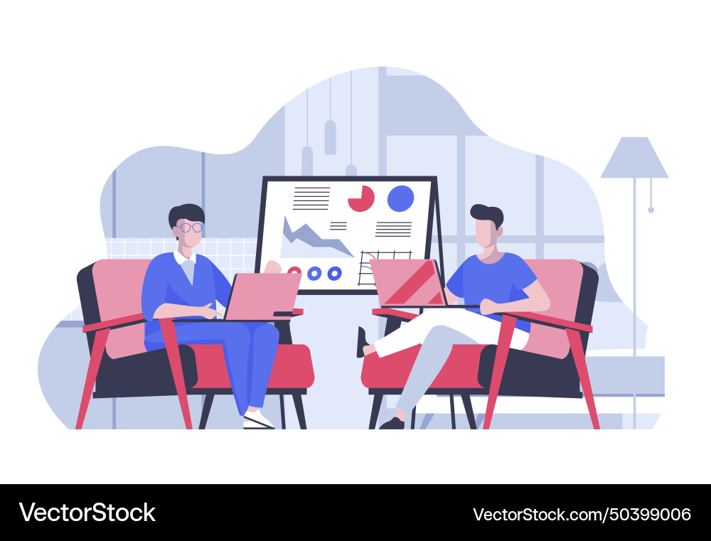 Teamwork concept with cartoon people in flat Vector Image