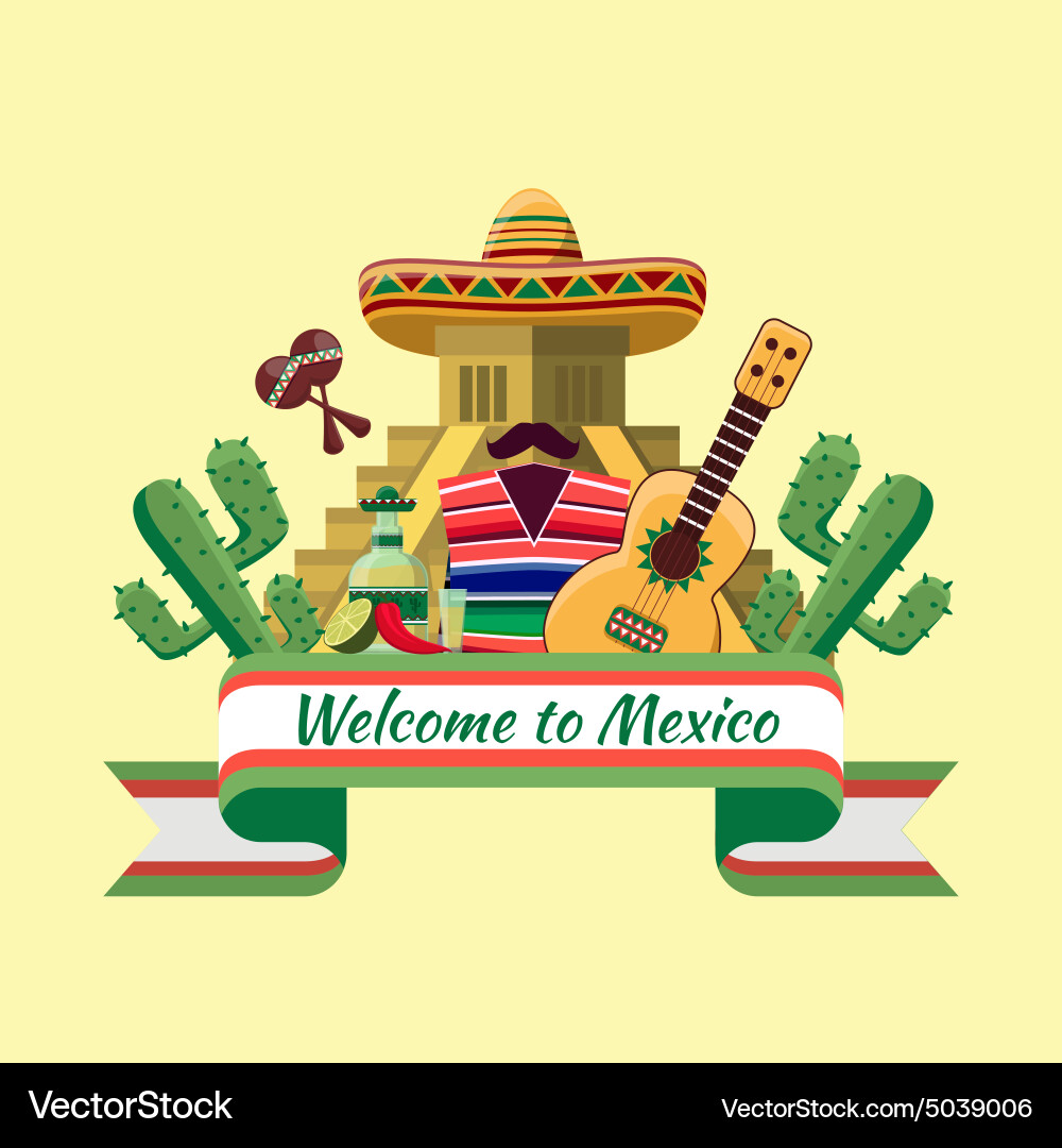 Welcome to mexico poster Royalty Free Vector Image