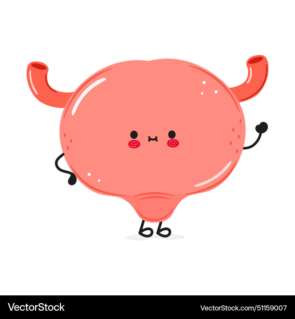 Bladder waving hand character drawn cartoon Vector Image