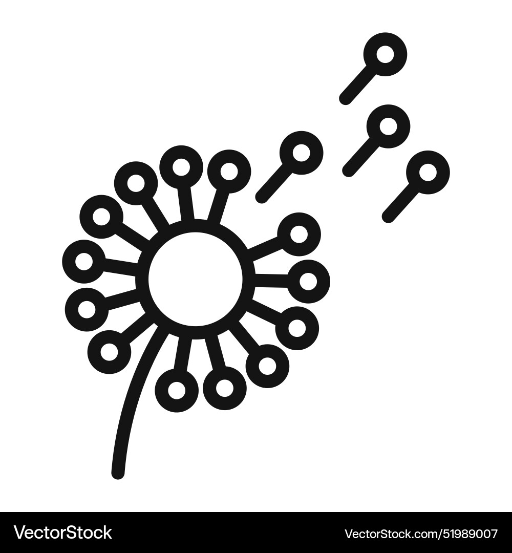 Dandelion icon mark in filled style Royalty Free Vector