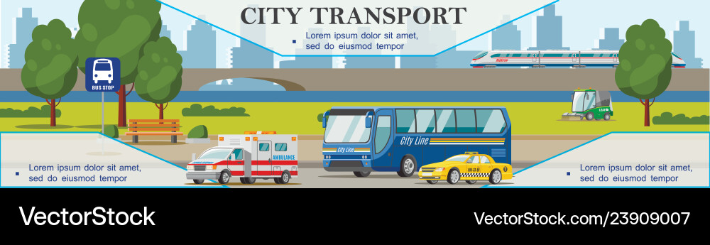 Flat city transport background Royalty Free Vector Image