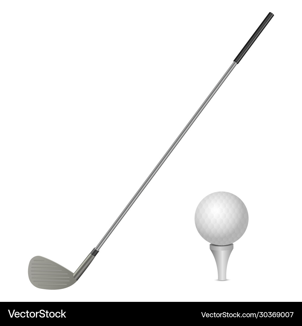 Golf ball and putter Royalty Free Vector Image