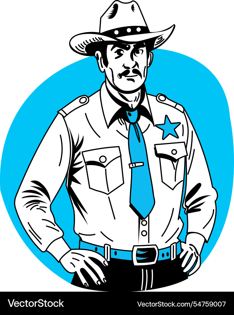 Policeman officer security vintage western ch Vector Image
