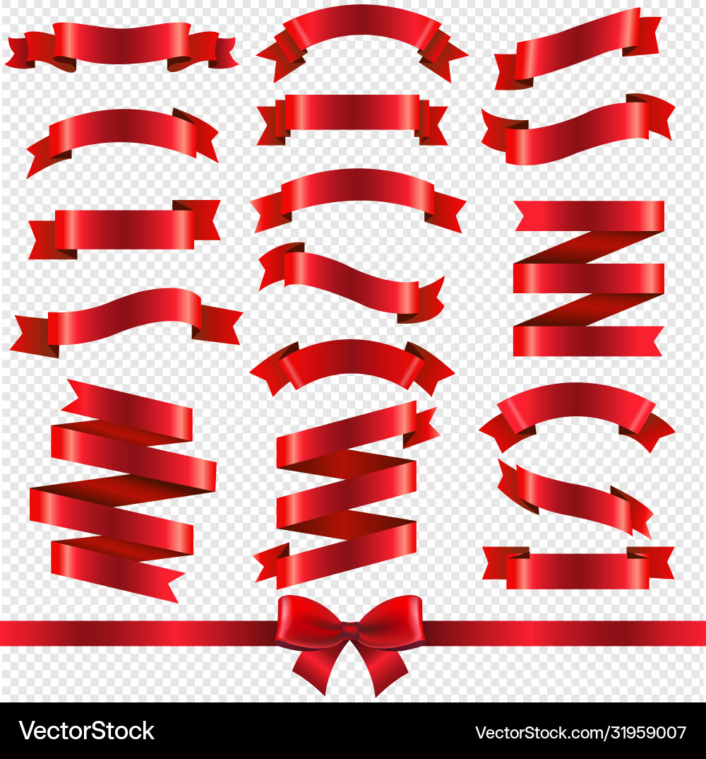 Red ribbons isolated transparent background Vector Image