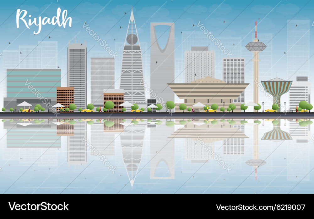 Riyadh skyline with grey buildings Royalty Free Vector Image