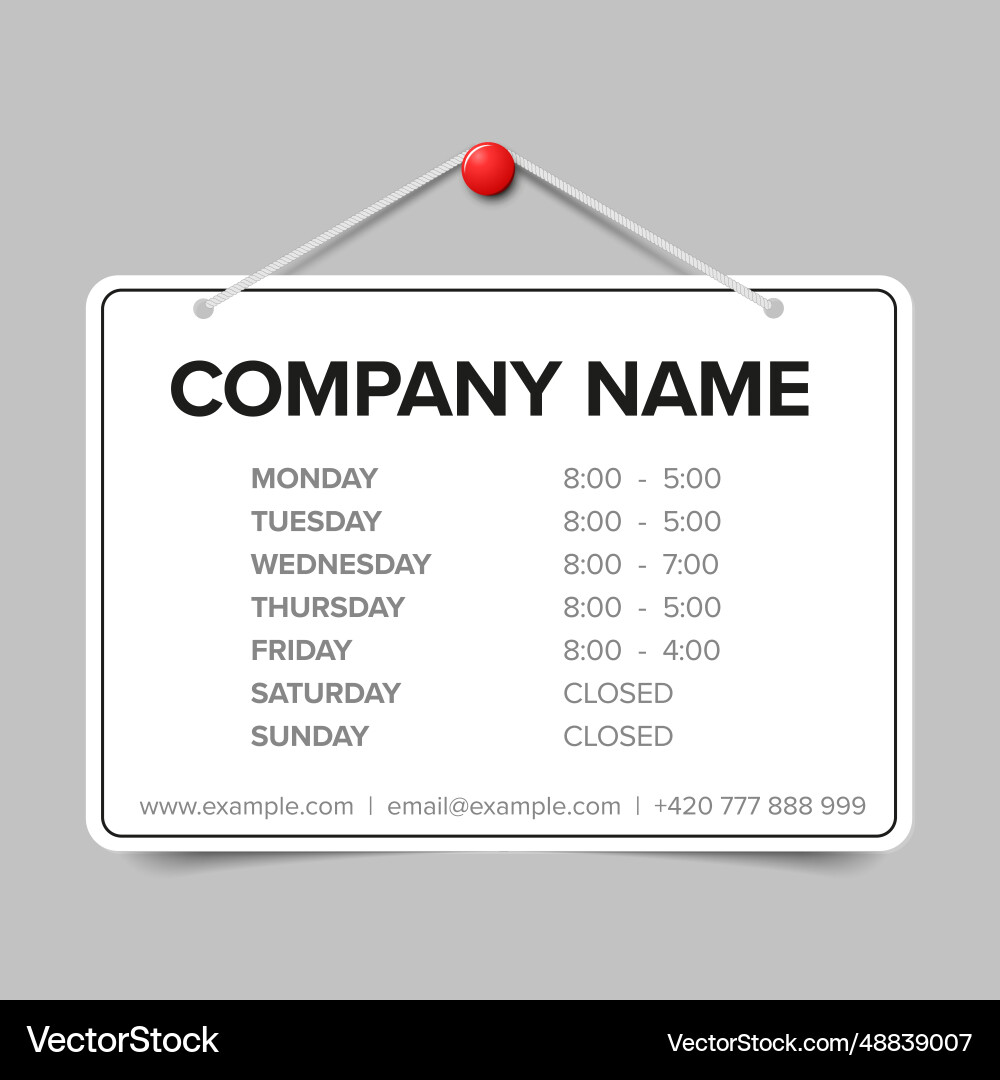 Shop Hours Sign Template Royalty Free Vector Image