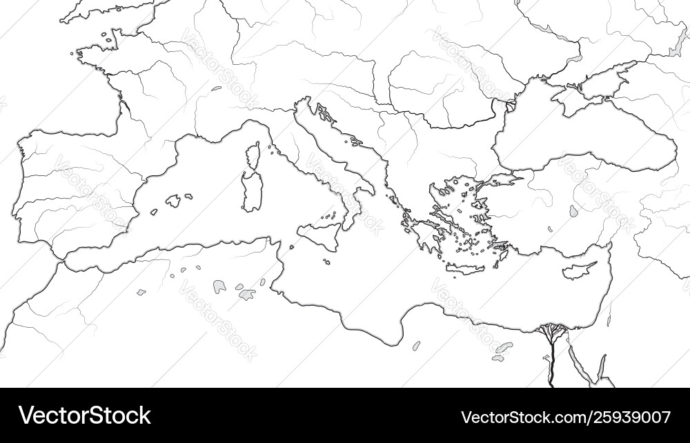 labelled map of mediterranean region
