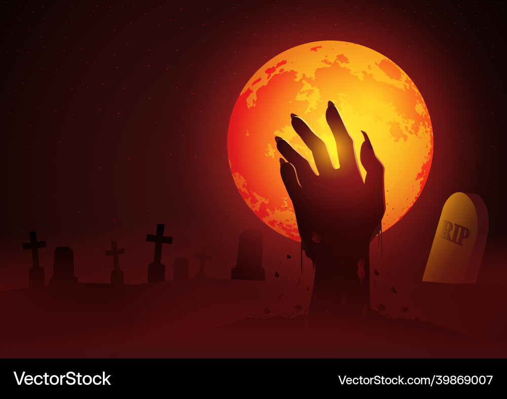Zombie hand rising out from the grave Royalty Free Vector