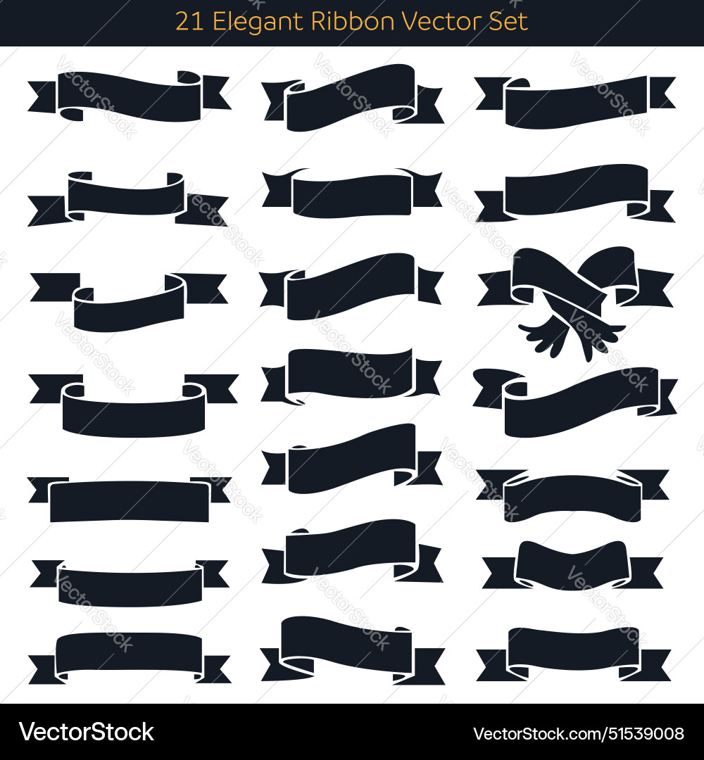 21 elegant ribbon set Royalty Free Vector Image