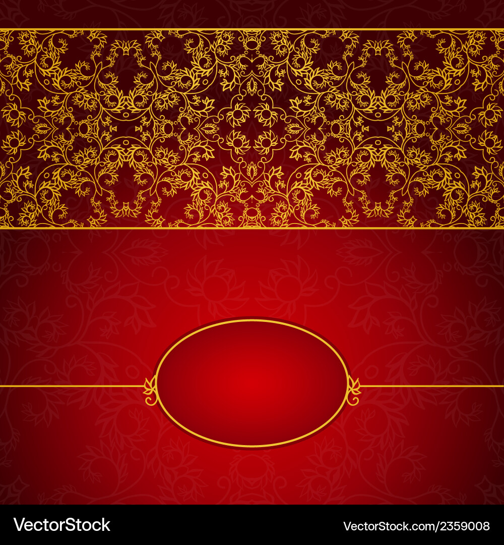 Abstract gold and red invitation frame Royalty Free Vector