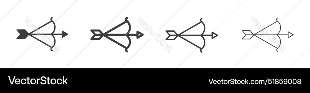 Bow arrow icon set archery and symbol Royalty Free Vector