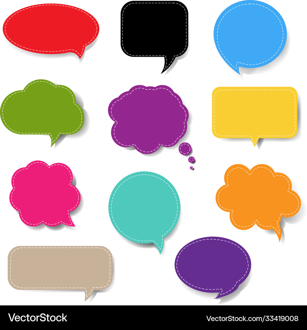 Colorful speech bubble set isolated white Vector Image