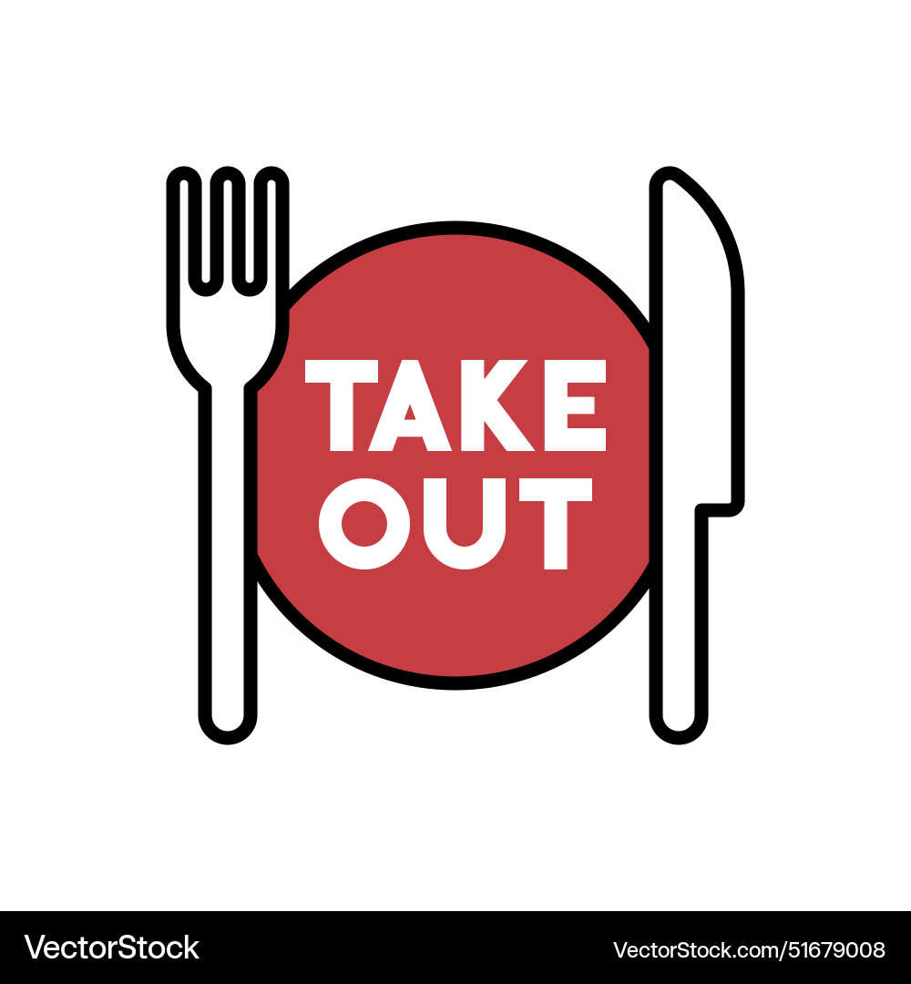 Fork and knife with takeout icon Royalty Free Vector Image