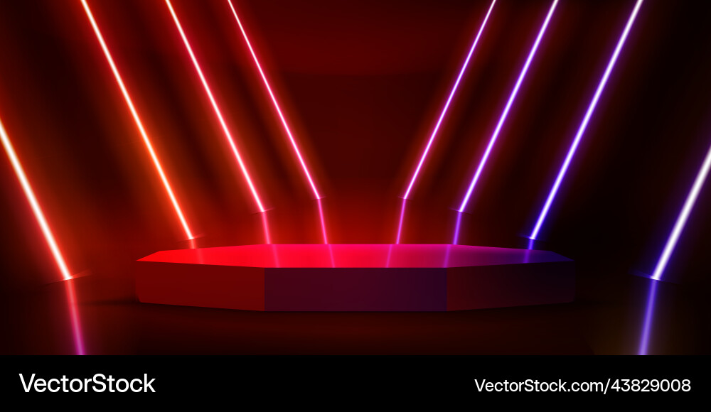 Illuminated interior with empty stage and red Vector Image