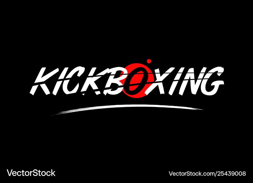 Kickboxing word text logo icon with red circle Vector Image