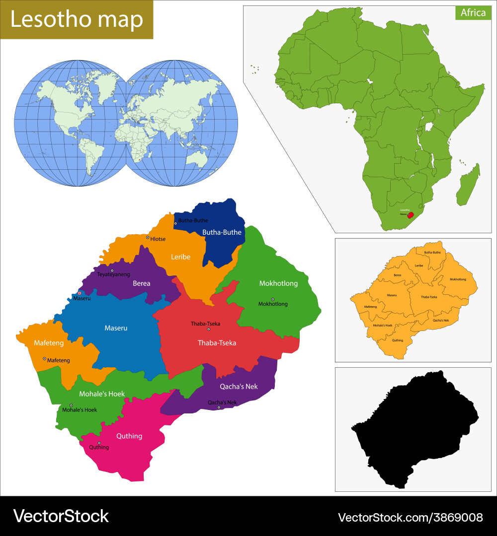 Lesotho map Royalty Free Vector Image - VectorStock