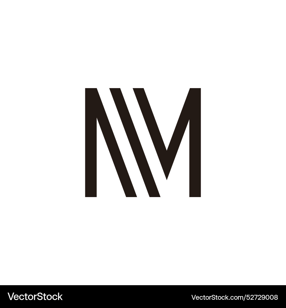 Letter nm stripes slice geometric linear logo Vector Image