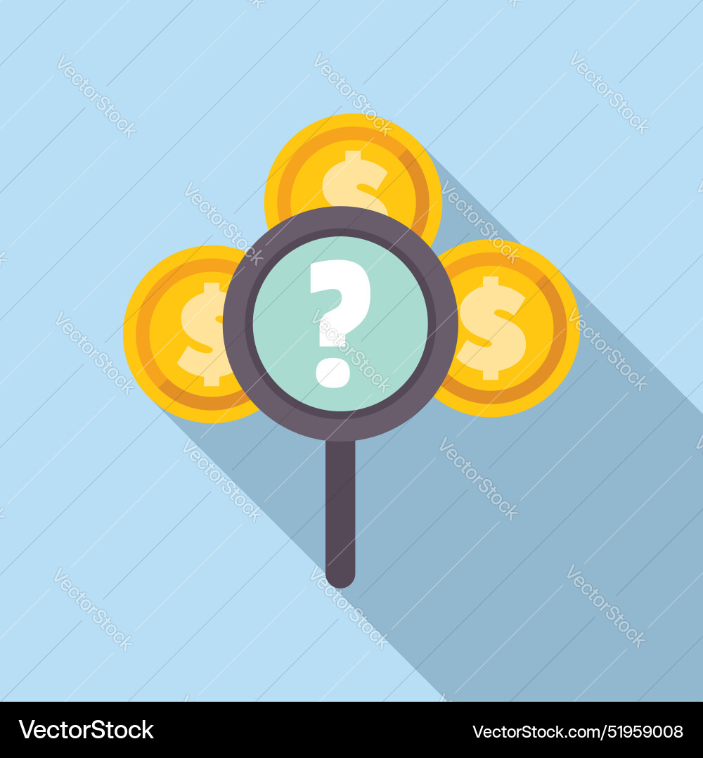 Magnifying glass examining question mark Vector Image