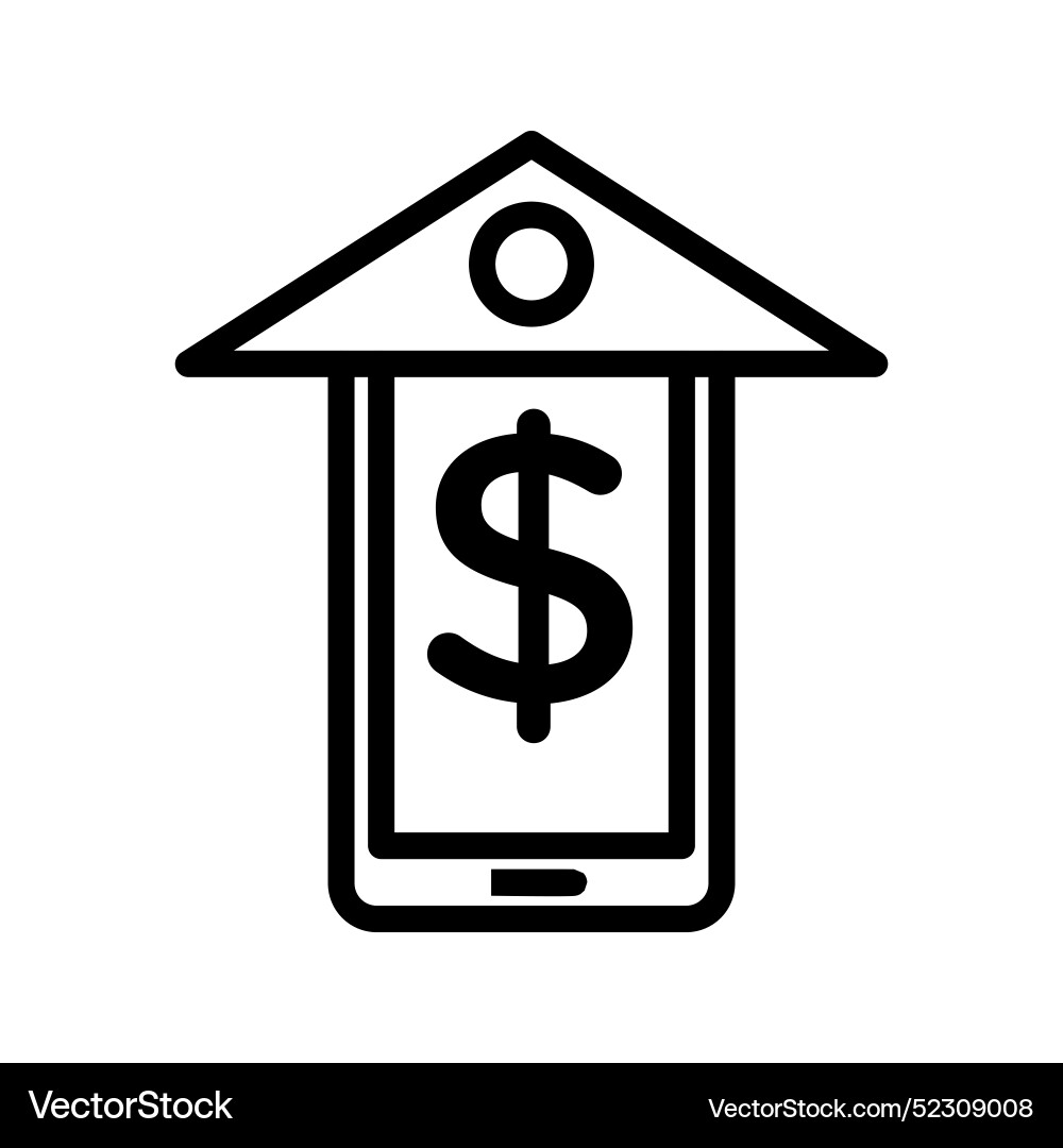 Mobile bank icon linear logo mark in black Vector Image
