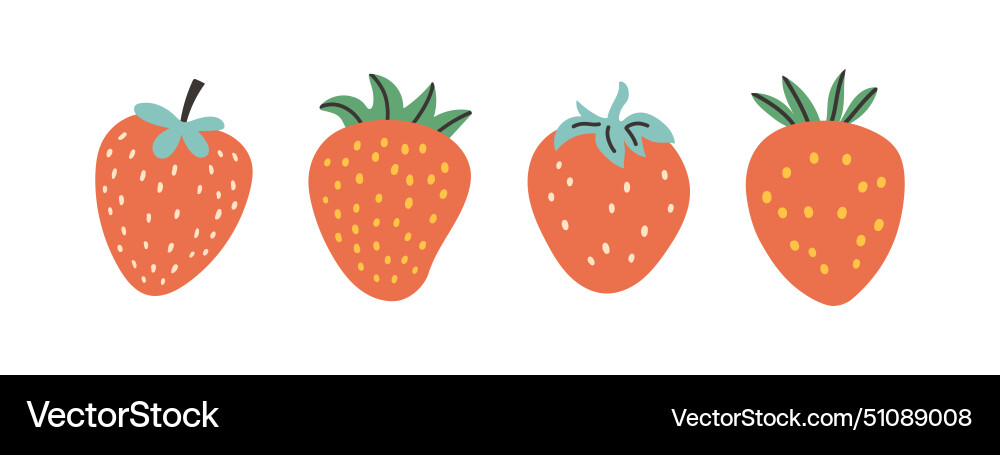 Set of abstract strawberry simple Royalty Free Vector Image