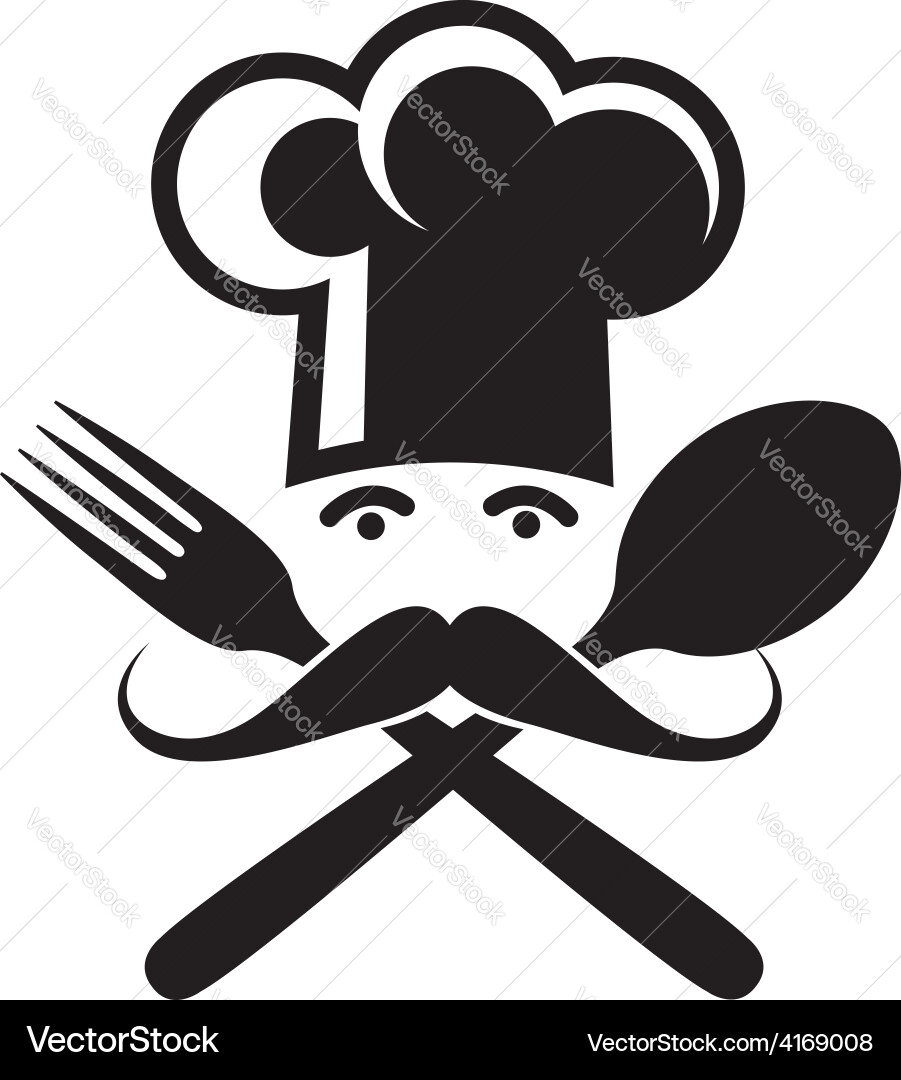 Spoon fork and chef Royalty Free Vector Image - VectorStock