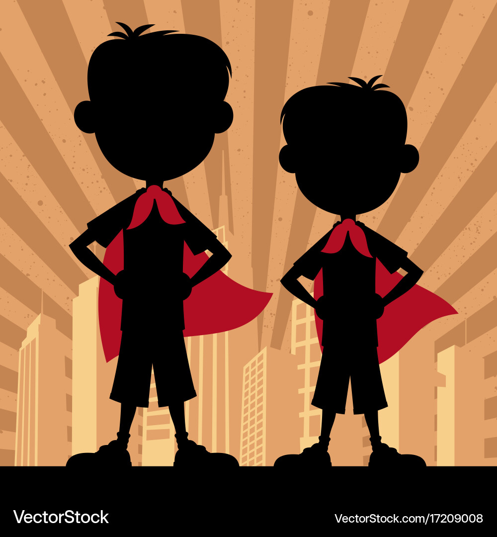 Super kids 2 boys Royalty Free Vector Image - VectorStock