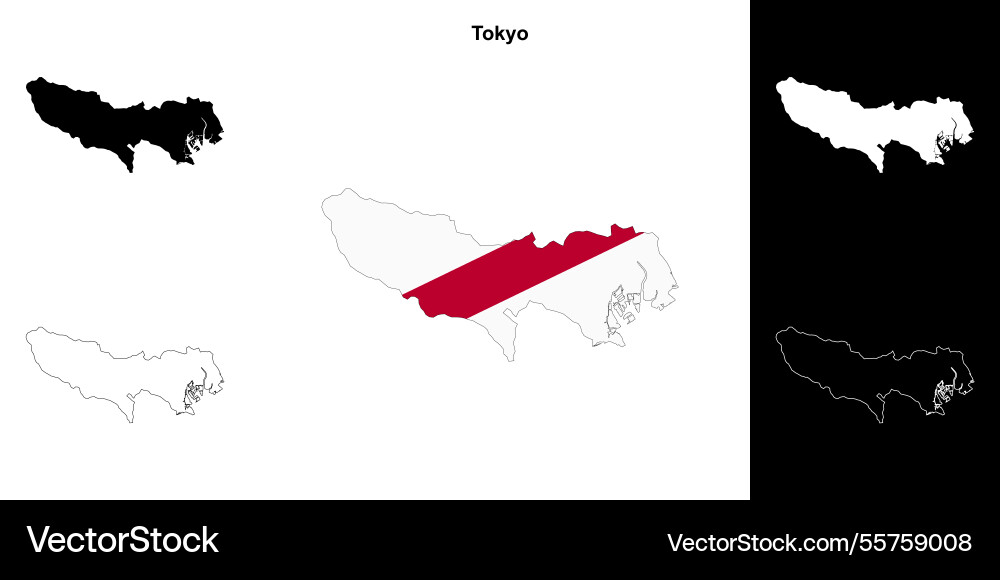 Tokyo outline map Royalty Free Vector Image - VectorStock