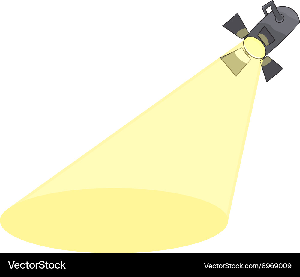 Cartoon spotlight projecting to blank stage Vector Image