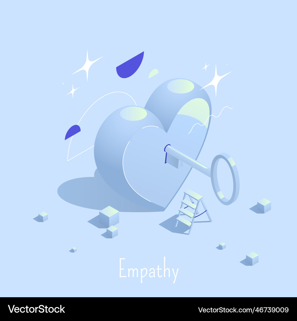 Empathy heart unlock composition Royalty Free Vector Image