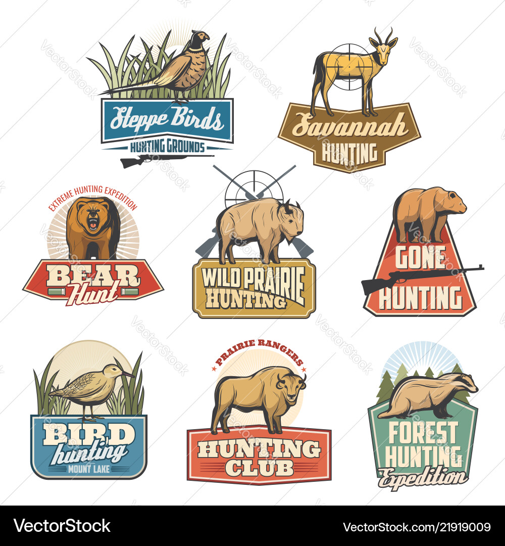 Hunting sport isolated icons Royalty Free Vector Image