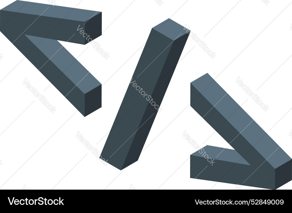 Isometric Html Tag Icon Representing Web Vector Image