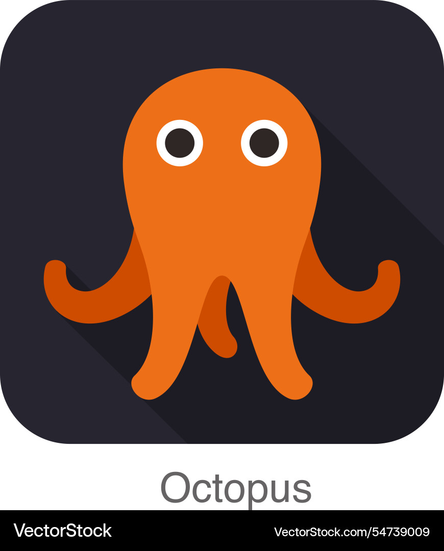 Octopus flat icon design Royalty Free Vector Image