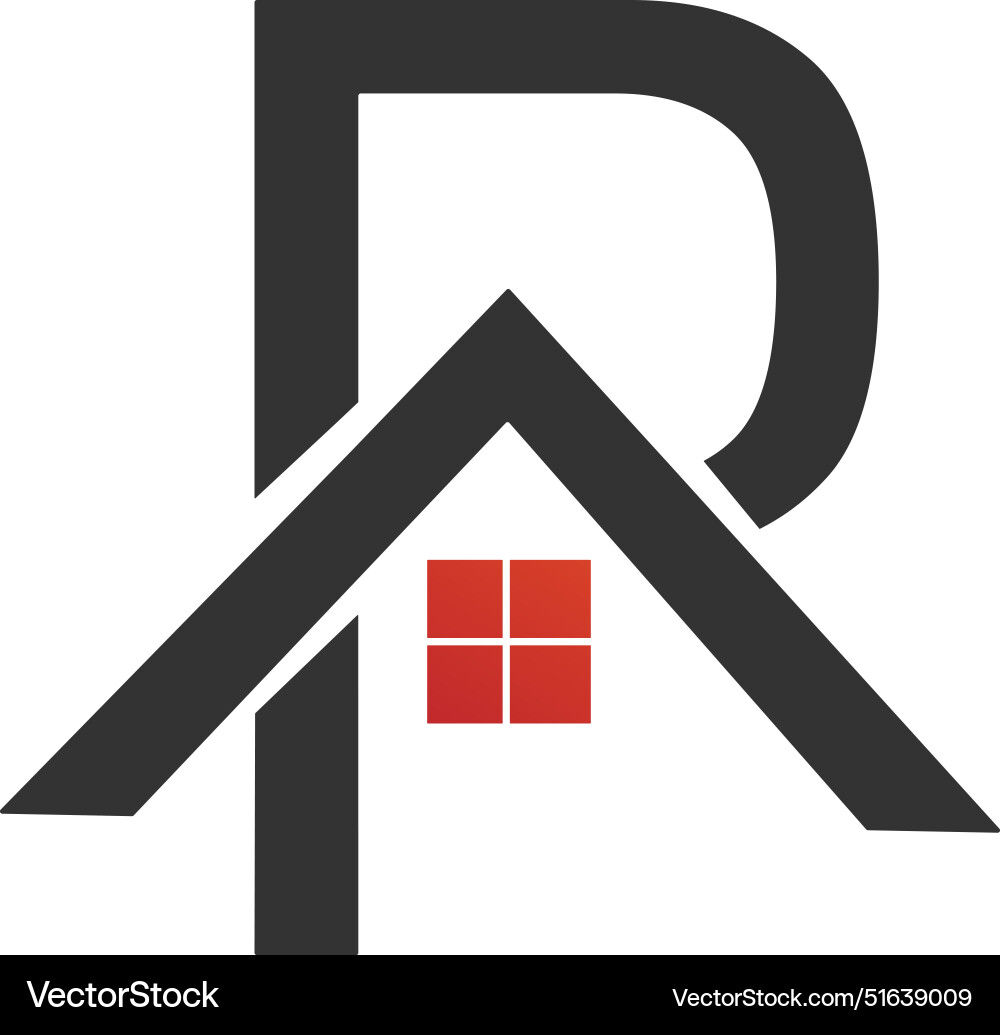 R real estate logo house Royalty Free Vector Image