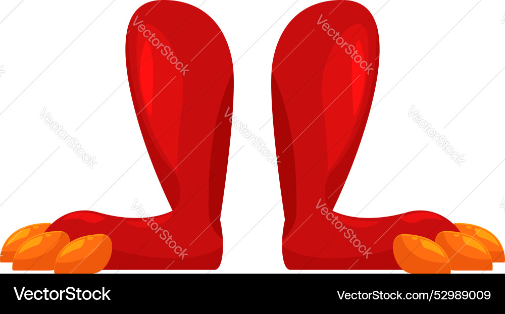 Red monster legs standing with yellow claws Vector Image