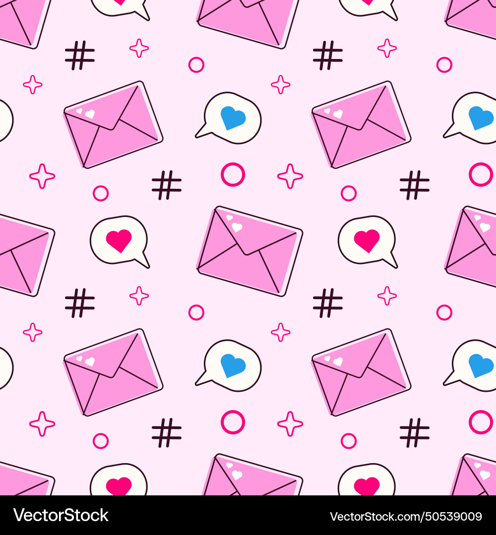Seamless pattern pink color with envelope heart Vector Image