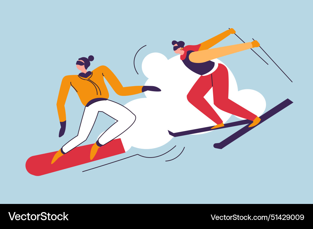 Winter sports enthusiasts Royalty Free Vector Image