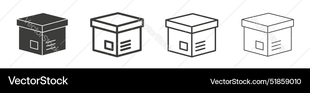Box icon set parcel package shipping Royalty Free Vector