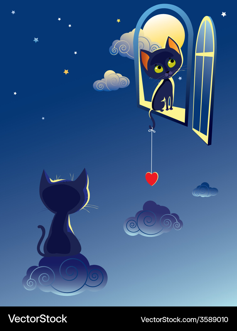 Cats dream Royalty Free Vector Image - VectorStock