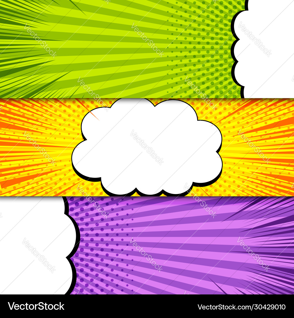 Comic colorful horizontal banners Royalty Free Vector Image