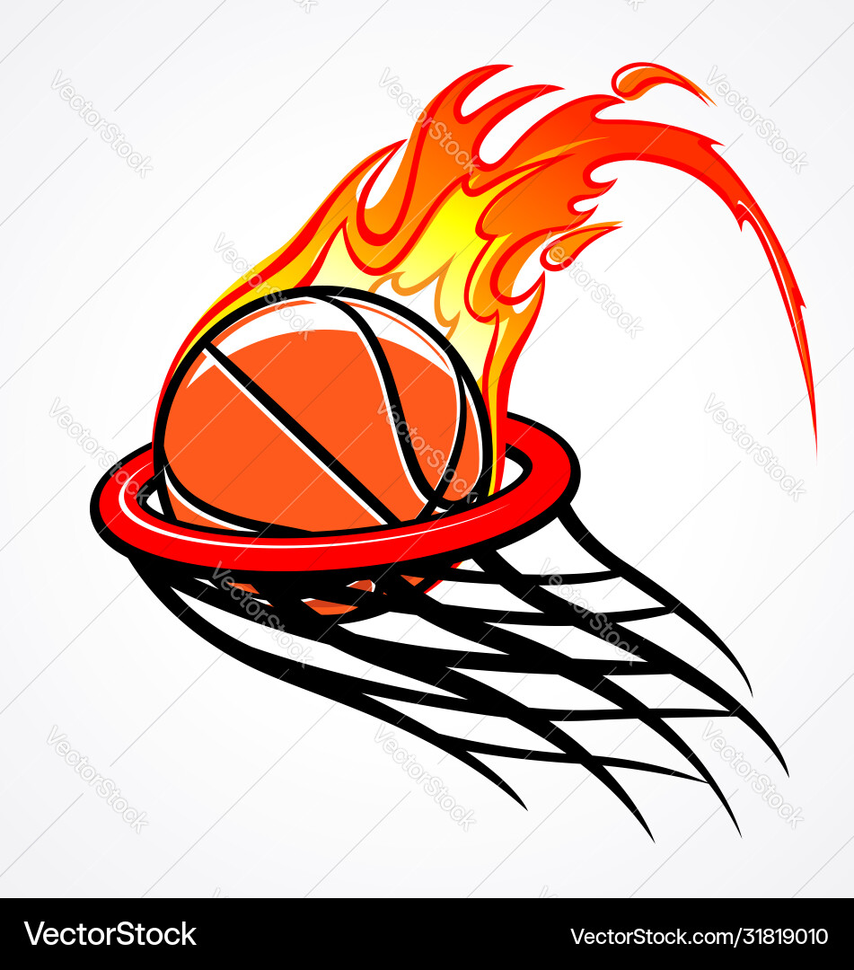Flaming Basketball Hoop Logo Royalty Free Vector Image