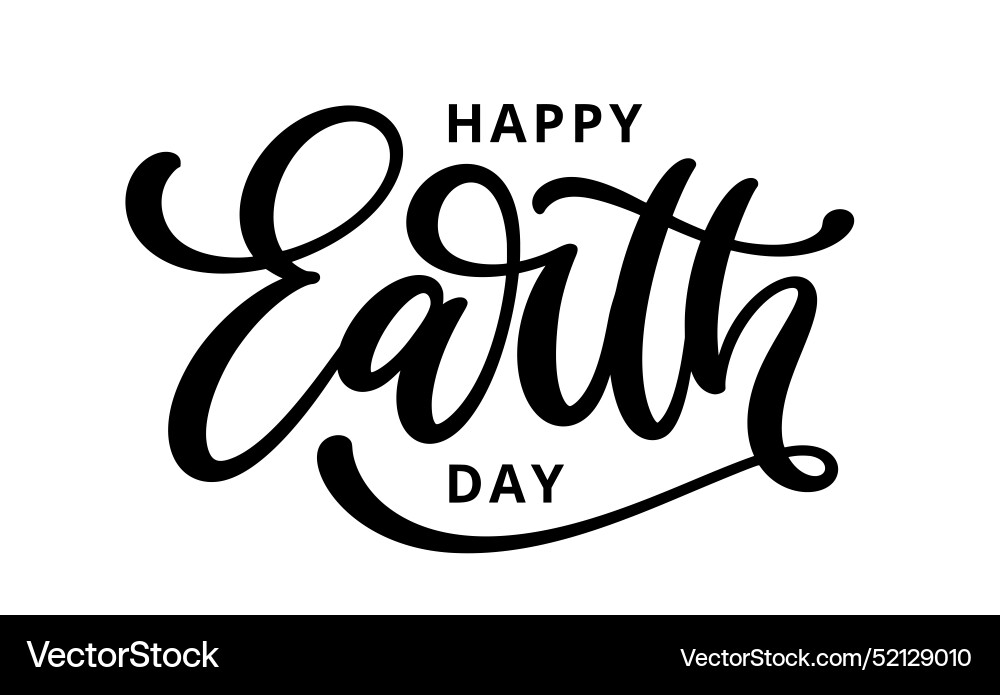 Happy earth day text hand drawn calligraphy Vector Image