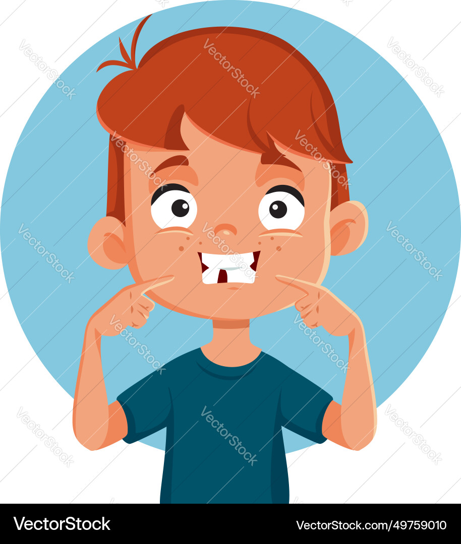 Little boy losing his tooth cartoon Royalty Free Vector