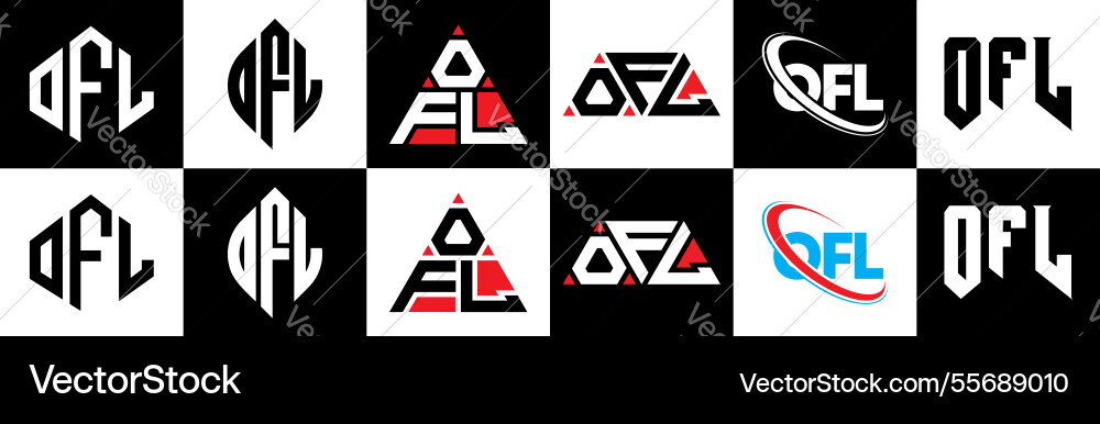 Ofl letter logo design in six style polygon Vector Image